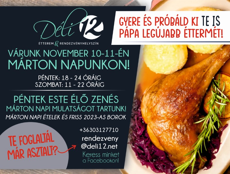 Déli 12 Étterem - Pápa, napi menü